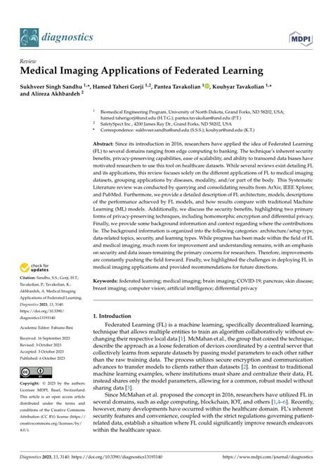 PDF Medical Imaging Applications Of Federated Learning