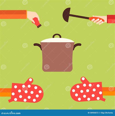 Flat Concept For Cooking Stock Vector Illustration Of Dinner 58906872