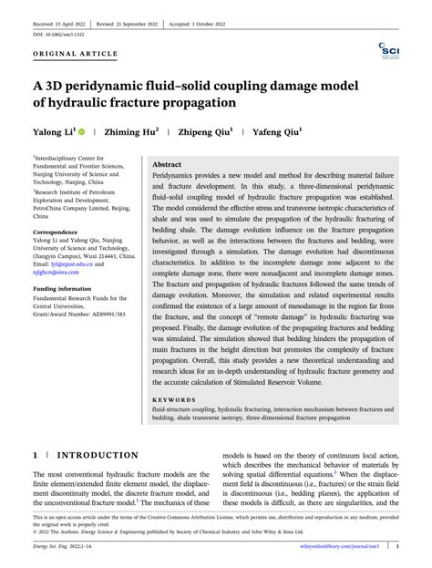 PDF A D Peridynamic Fluidsolid Coupling Damage Model Of Hydraulic Fracture Propagation