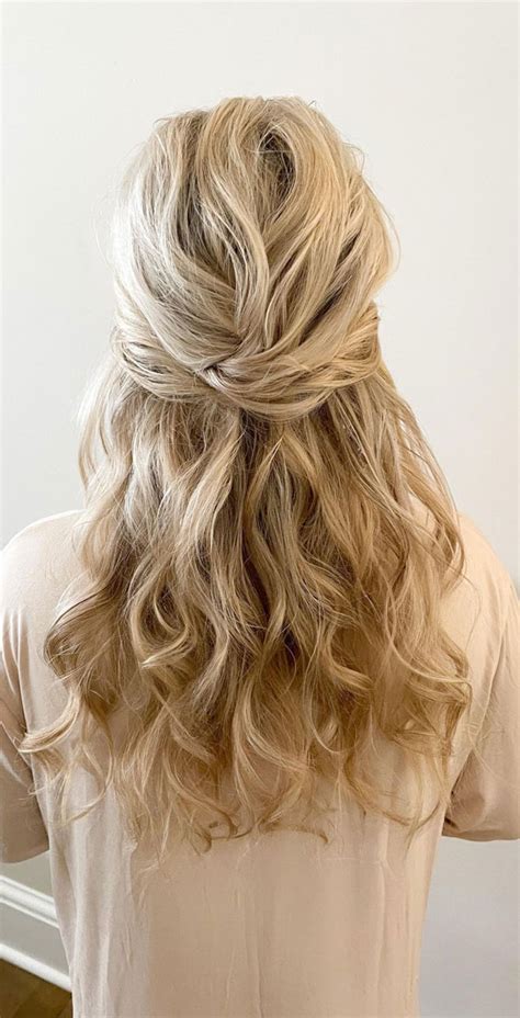 45 Half Up Half Down Prom Hairstyles Blonde Soft Curl Half Up