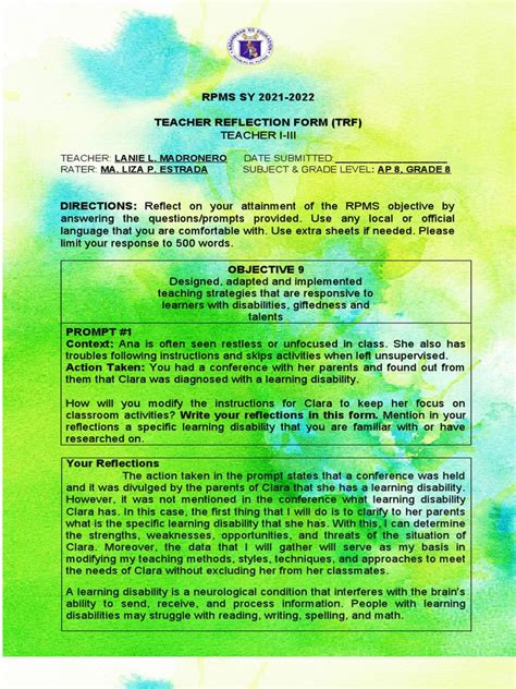 Trf Objective 9 Download Free Pdf Attention Deficit Hyperactivity Disorder Learning Disability