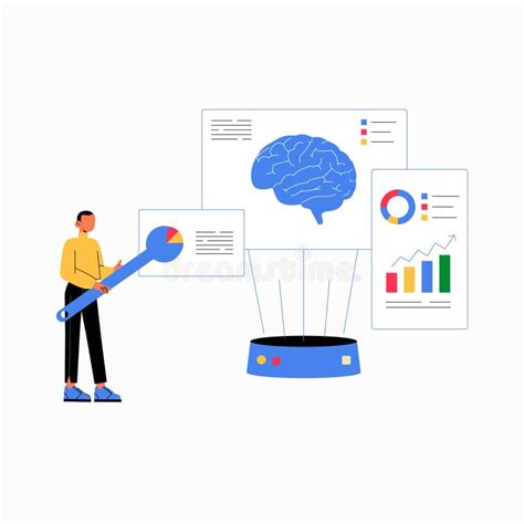 Brain Data Analysis With Male Specialist In Flat Vector Illustration Symbolizing Artificial