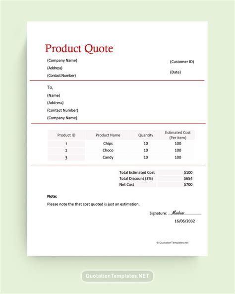 50 Free Customizable Price Quote Templates