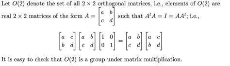 solved let o 2 denote the set of all 2 x 2 orthogonal