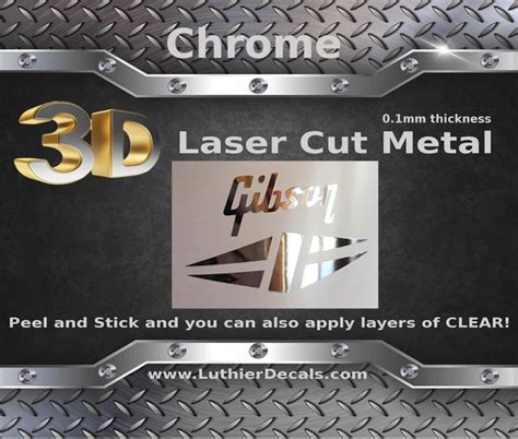 Gibson Guitar Decal 3d Metal Restoration Decal Headstock Logo M2b 22