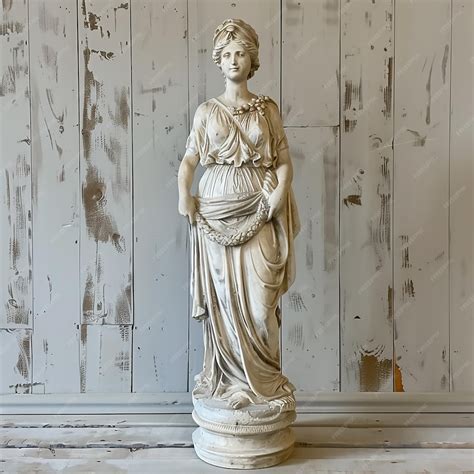 A Statue Of A Woman With A Book On Her Head Is Standing In A Room With