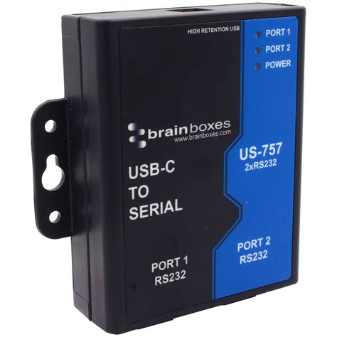 BRAINBOXES US 757 2 Port Industrial RS 232 USB C To Serial Adapter