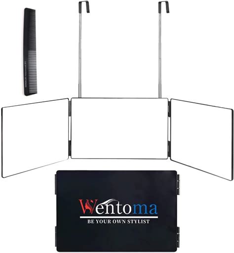 Wentoma Espejo de vías para cortar el cabello con espejo ajustable y ganchos telescópicos