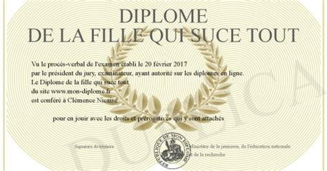 Diplome De La Fille Qui Suce Tout