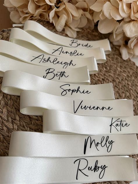 Personalised Place Name Ribbons Bridal White Ribbon And Beau