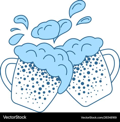 Two Clinking Beer Mugs With Fly Off Foam Icon Vector Image