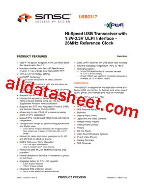 USB3317 CP TR Datasheet PDF Microchip Technology