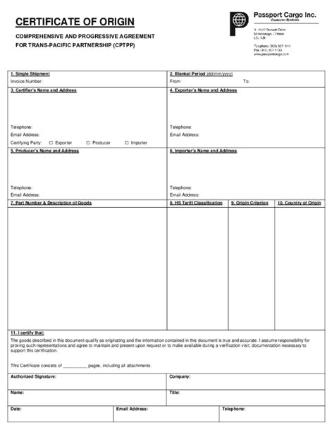 Fillable Online Certificate Of Origin Cptpp Fax Email Print PdfFiller