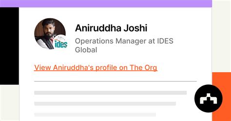 Aniruddha Joshi Operations Manager At Ides Global The Org