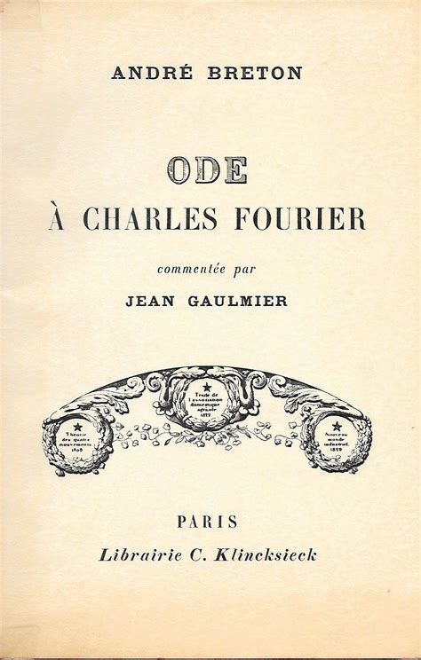 Ode à Charles Fourier By Breton André 1961 Librairie Les
