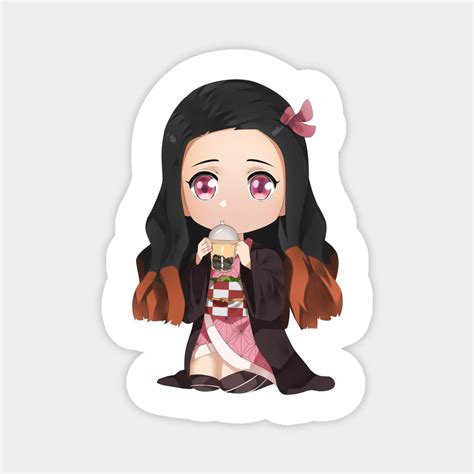 Nezuko Kamado Boba Milk Bubble Tea Demon Slayer Kimetsu No Yaiba Magnet
