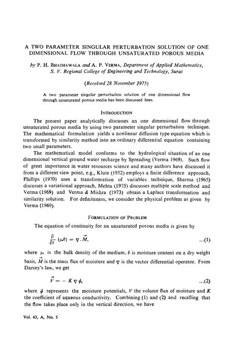 Pdf A Two Parameter Singular Perturbation Solution Of One Dimensional