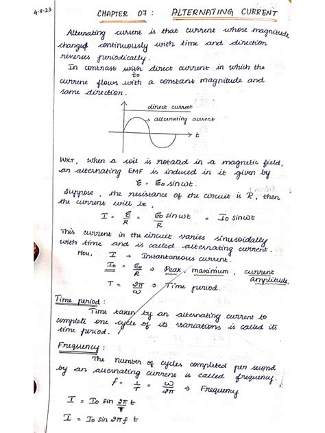 Alternating Current Notes Pdf