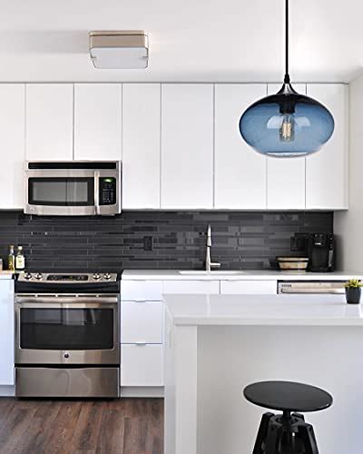 Ariamotion Pendant Lighting For Kitchen Island Blue Glass Modern