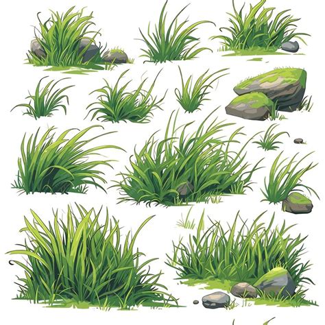 Gameready Cartoon Grass Sprite Sheet In Detailed Style Premium Ai Generated Vector