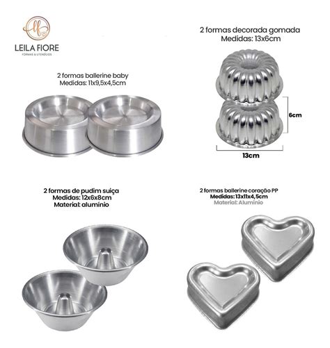 Kit Mini Bolo Formas De Pudim coração Pp gomada baby Parcelamento sem juros