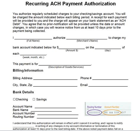 8 Easily Editable ACH Form Templates In MS WORD Day To Day Email