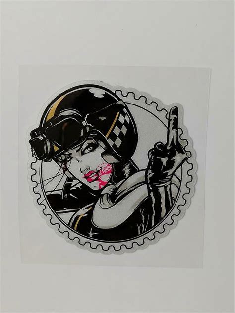 Retro Cafe Racer Sex Girl Car Sticker Pin Up Girl Motorcycle Helmet
