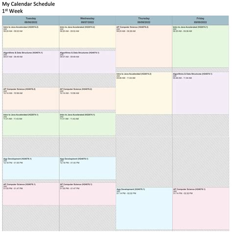 My Schedule 22 23 Mrs Elia S Classes