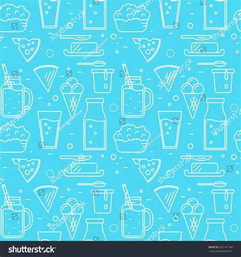 Dairy Product Seamless Pattern Packaging Different Stock Vector