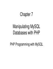Chapter Manipulating Mysql Database With Php Pdf Chapter