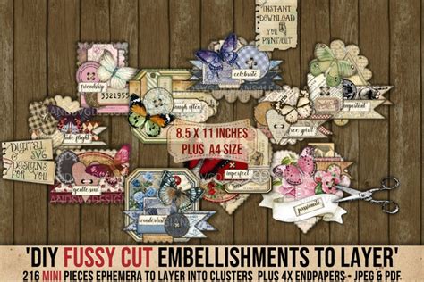 Layered Embellishment Pack Vintage Ephemera Pack Mini Cluster