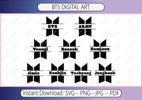 BTS Members SVG PNG Pdf Bts Sticker Logo Decal Etsy Canada