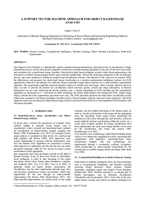 (PDF) Support Vector Machine Classification for Object-Based Image Analysis