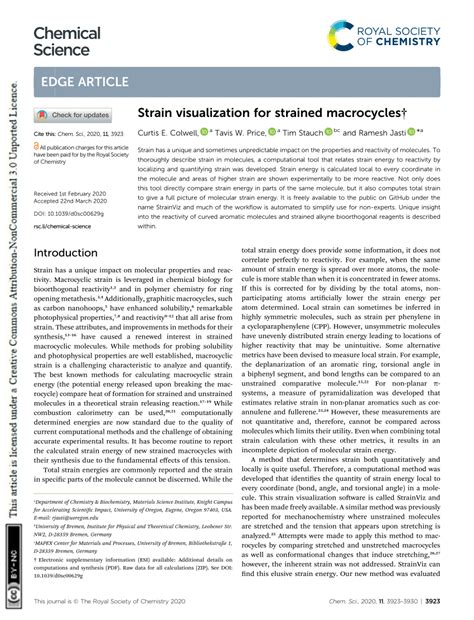 Pdf Strain Visualization For Strained Macrocycles