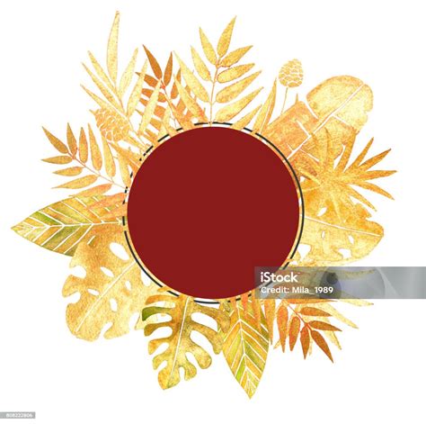 진주 황금 열 대와 배경 분기 하 고 나뭇잎 프레임 인사말 초대 카드 노트북의 커버 0명에 대한 스톡 벡터 아트 및 기타 이미지