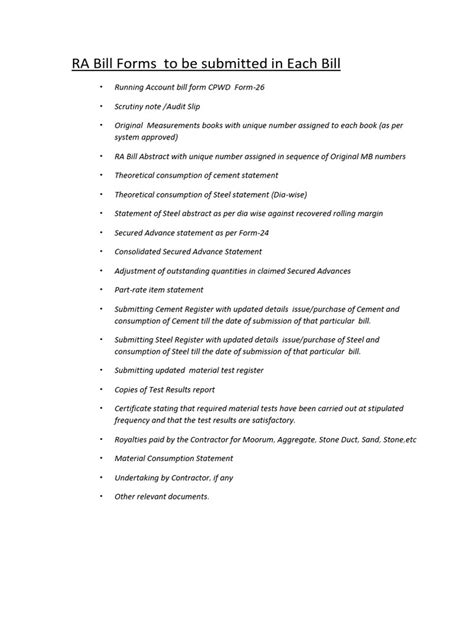 Ra Bill Forms To Be Submitted In Each Bill System Approved Pdf