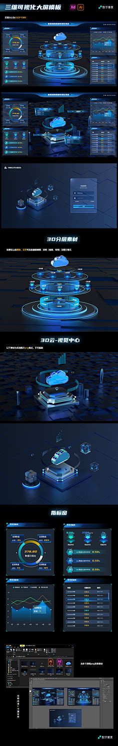 可视化 数据 花瓣网 陪你做生活的设计师 三维大屏模板 登录页素材