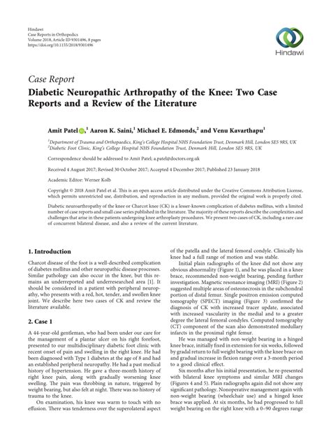 Pdf Diabetic Neuropathic Arthropathy Of The Knee Two Case Reports