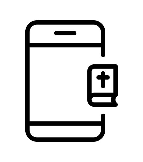 Holy Bible With Cross And Smartphone Vector Line Icon Telephone Linear