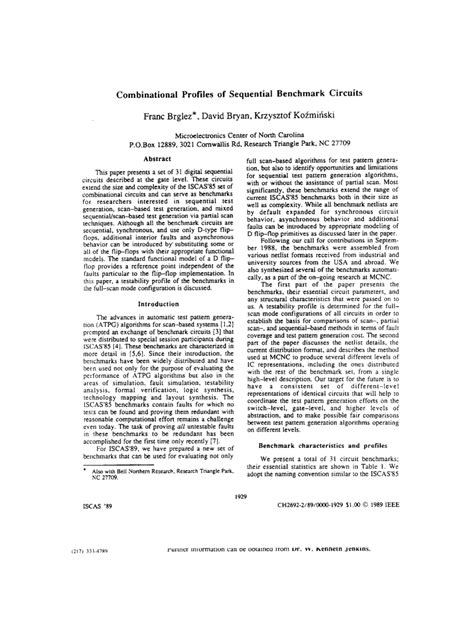 pdf combination profiles of sequential benchmark circuits
