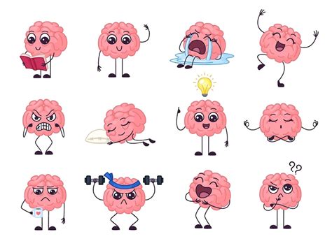 Premium Vector Cartoon Brain Character Intellectual Health Emotional