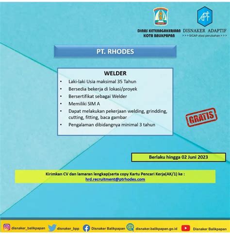Lowongan Kerja di PT. RHODES lulusan SMA/SMK/D3, Juni 2023. Cek ...