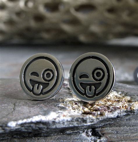Tounge Out Winking Emoji Stud Earrings ~ Handmade In Usa Poseidons Booty