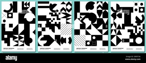 Abstract Geometric Bauhaus Style Shapes Collage Poster Set Memphis