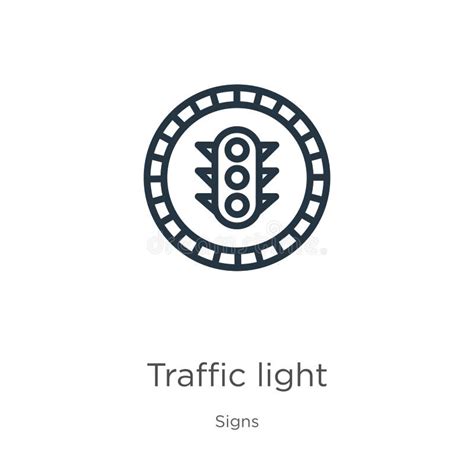 Verkeerslichtpictogram Dunne Lineaire Het Overzichtspictogram Van Het