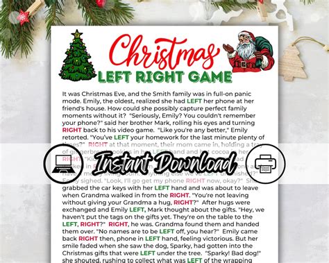 Left Right Christmas Game Christmas Pass The T Game Right Left