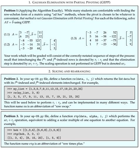solved 1 gaussian elimination with partial pivoting gepp problem 1