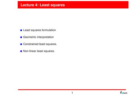 Lecture 4 Least Squaresleast Squares Formulation Geometric