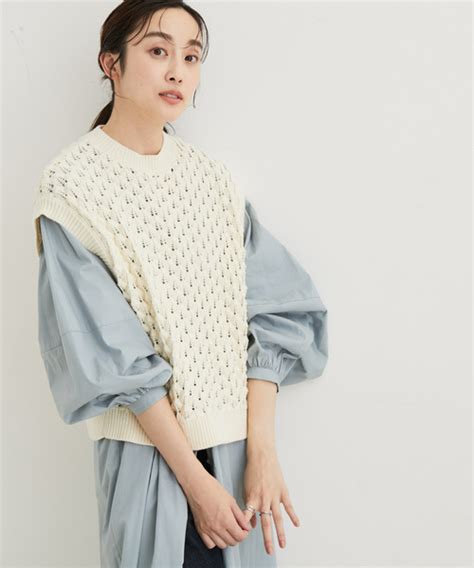 Le Cercle Par Rope（ルセルクルパーロペ）の「透かし編みニットベスト（ベスト）」 Wear