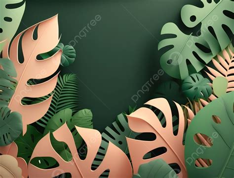Cartoon Paper Cut Stereoscopic 3d Palm Leaf Plant Background Plant